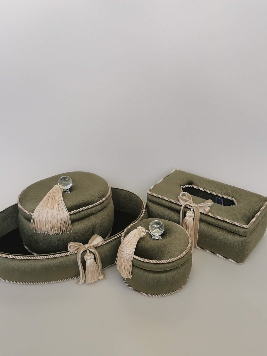 Handmade Velvet Box Set: Tray, Tissue Box, Jewelry & Accessories - Etsy