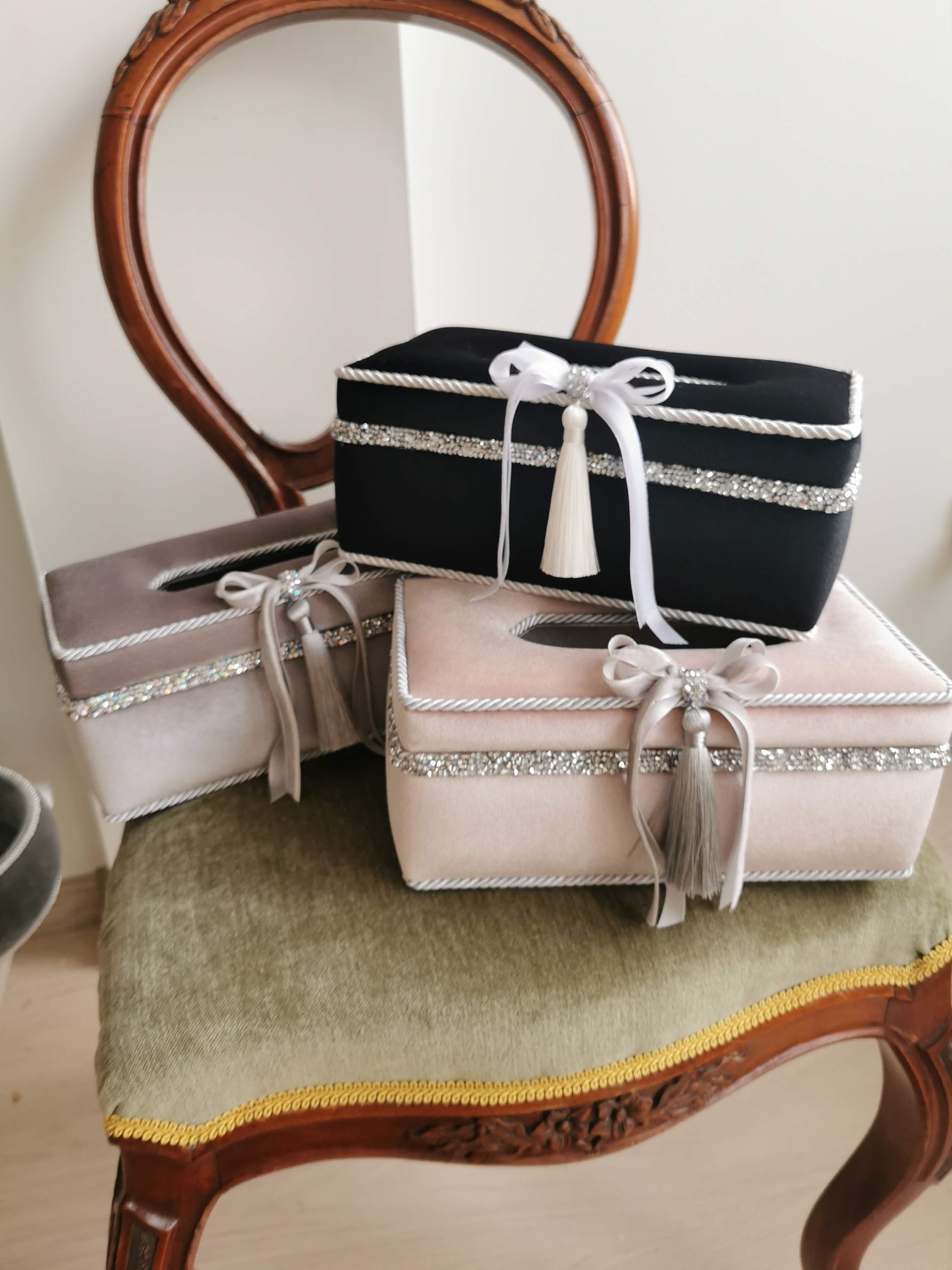 Velvet Tissue Box, Rectangle Tissue Box Holder, Luxurious Tissue Box ...