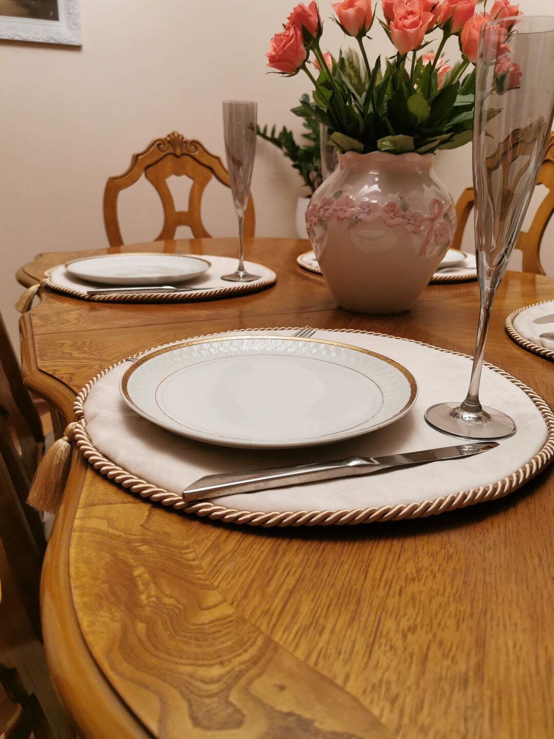 Velvet Round Table Mats. Plates Placemats. Dinning Place Mat Set of 4 ...