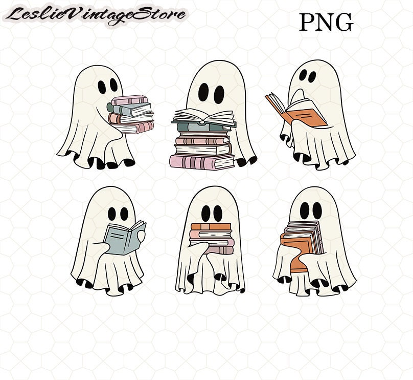 Cute Ghost Reading Book Png Book Lover Halloween PNG, Ghost Halloween ...