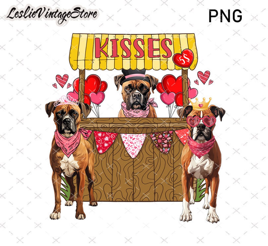 Boxer Dog PNG, Boxer Valentine PNG, Cute Dog Valentine Png, Kisses Png ...