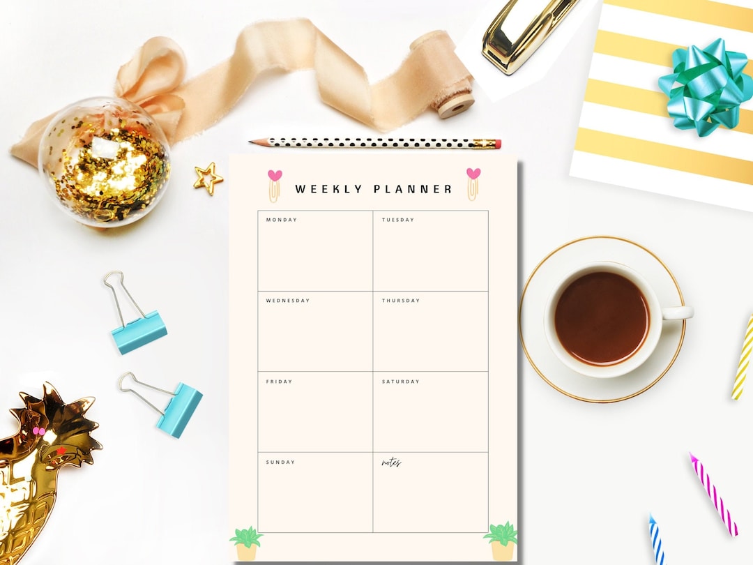 Weekly Planner Design Printable and Downloadable Digital Product - Etsy