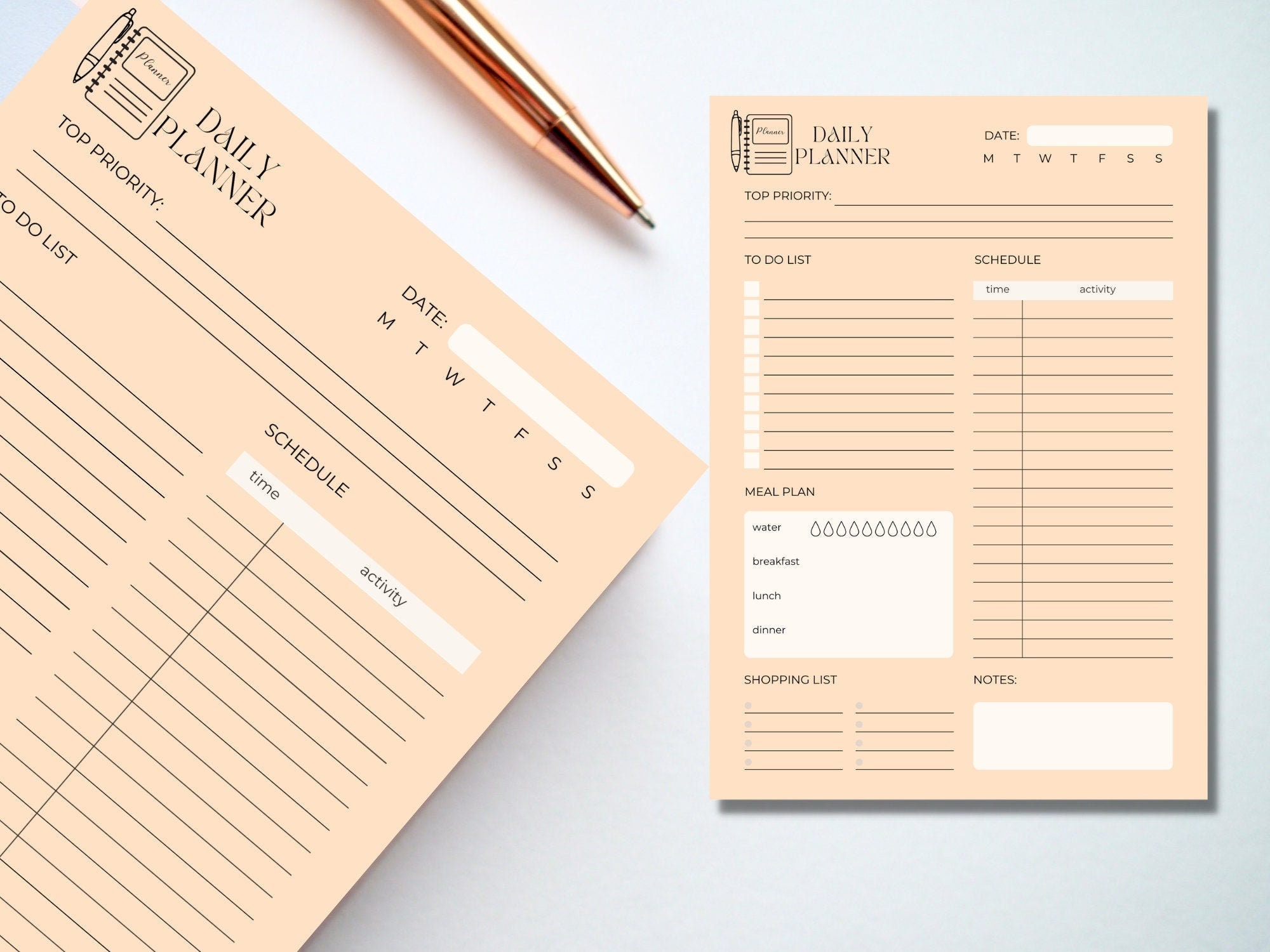 Daily Planner Design Printable and Downloadable Digital Product - Etsy