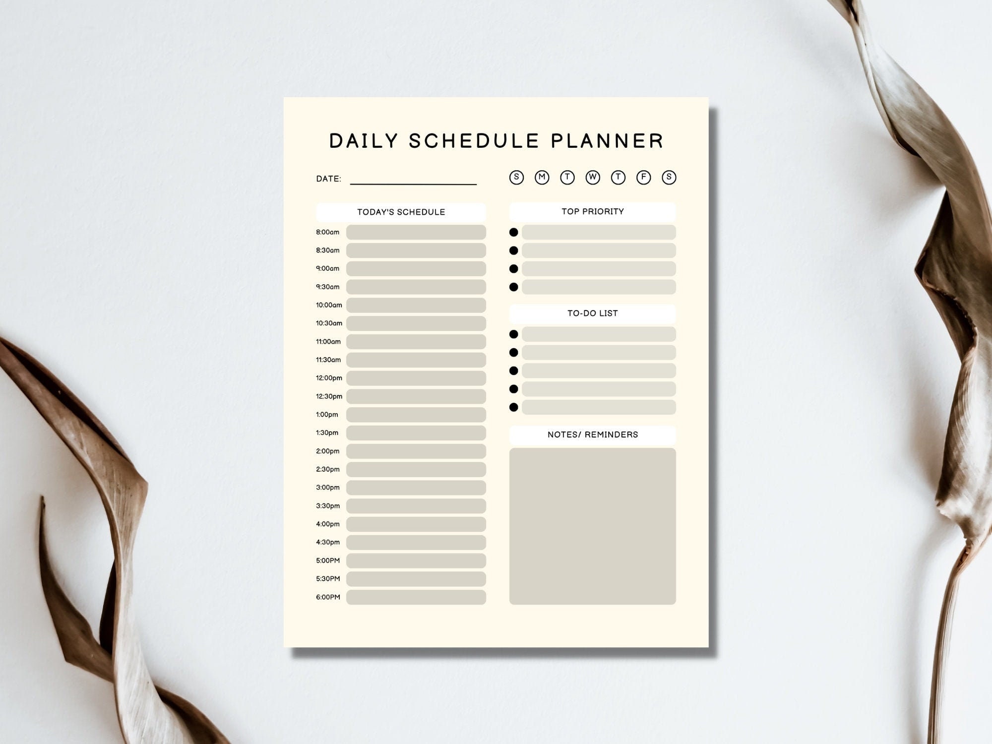 Printable Daily Planner Schedule Organize Your Day Instant Download - Etsy