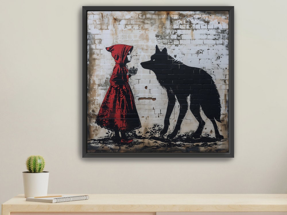 Little Red Riding Hood and Wolf Banksy Style Street Art Canvas Print - Etsy