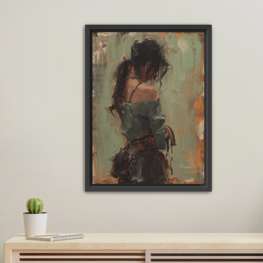 Contemplative Elegance Figurative Oil Painting on Canvas, Modern ...