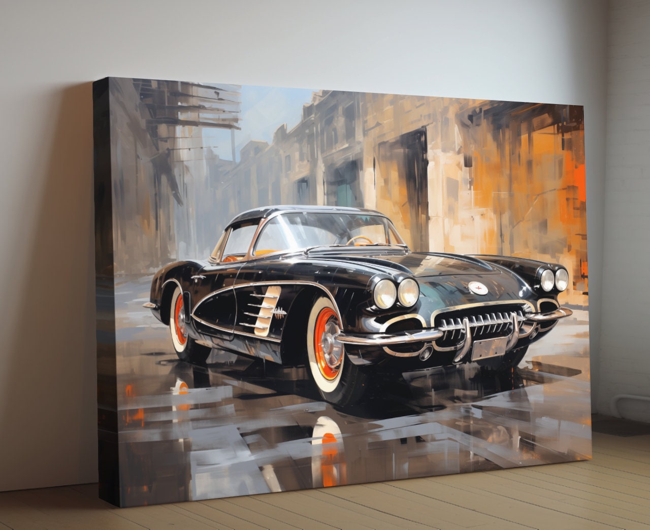 Chevrolet Corvette Classic Car Canvas Print 1960 Vintage Auto Wall Art ...