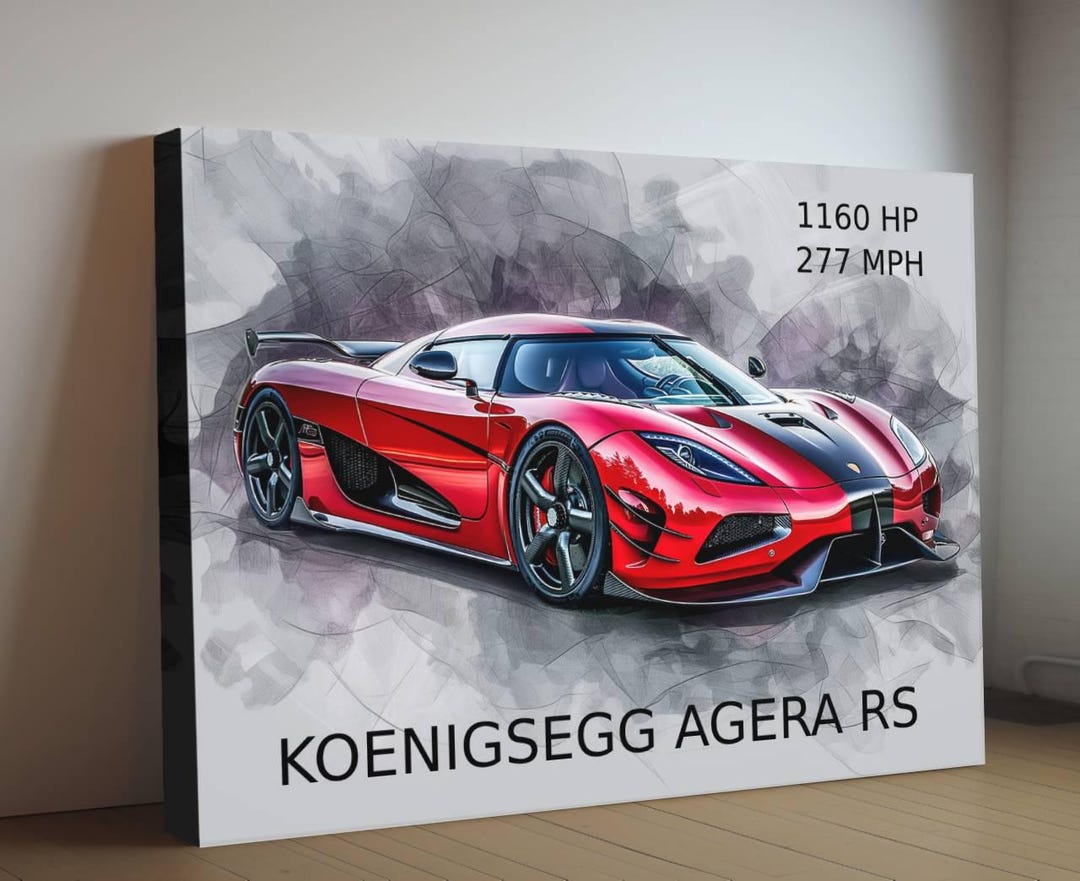 2017 Koenigsegg Agera RS Red Canvas Print| Hyper Super Car Auto Wall ...