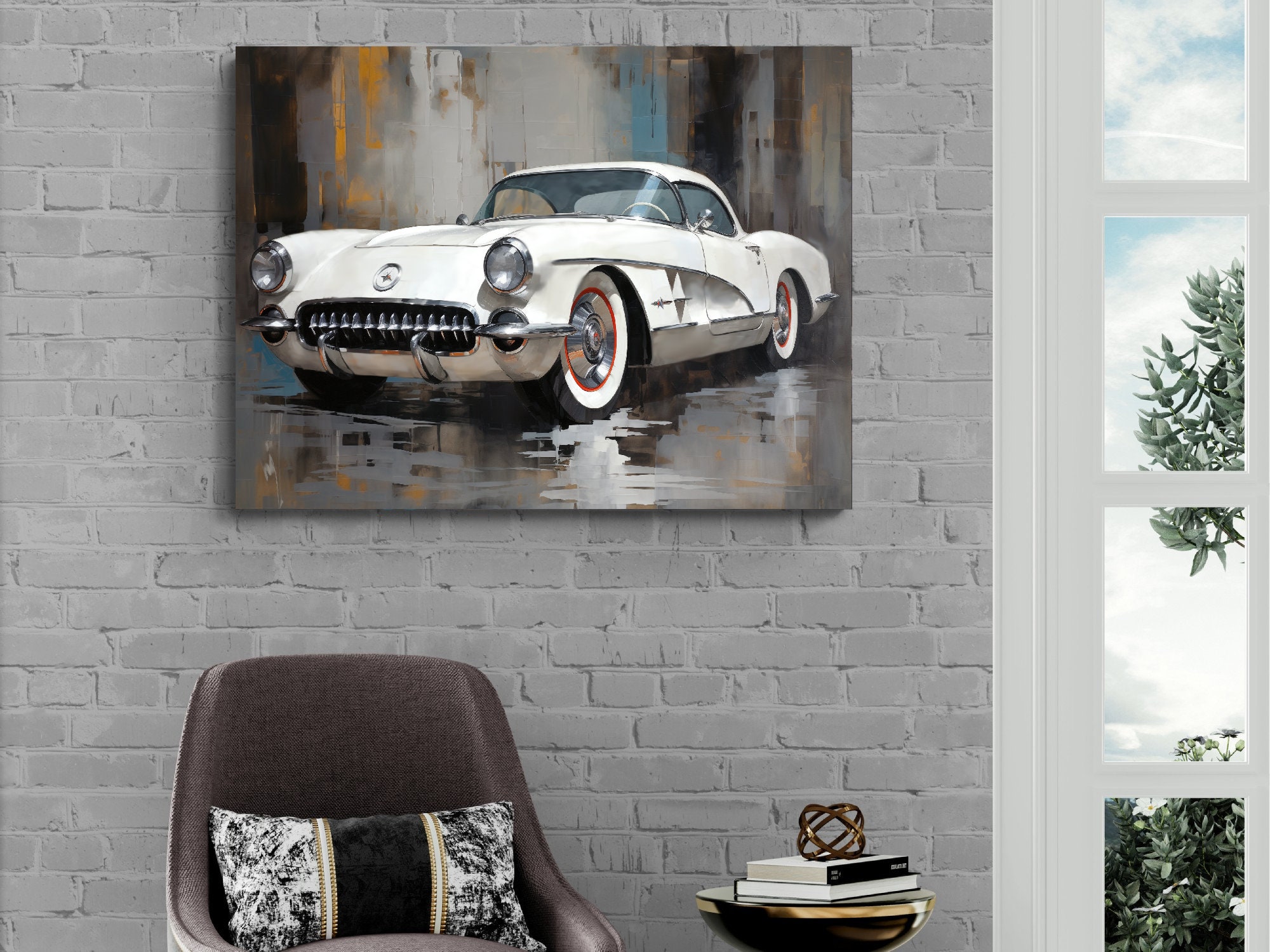 Vintage 1953 Chevrolet Corvette Canvas Art Print Classic Car Wall Decor ...