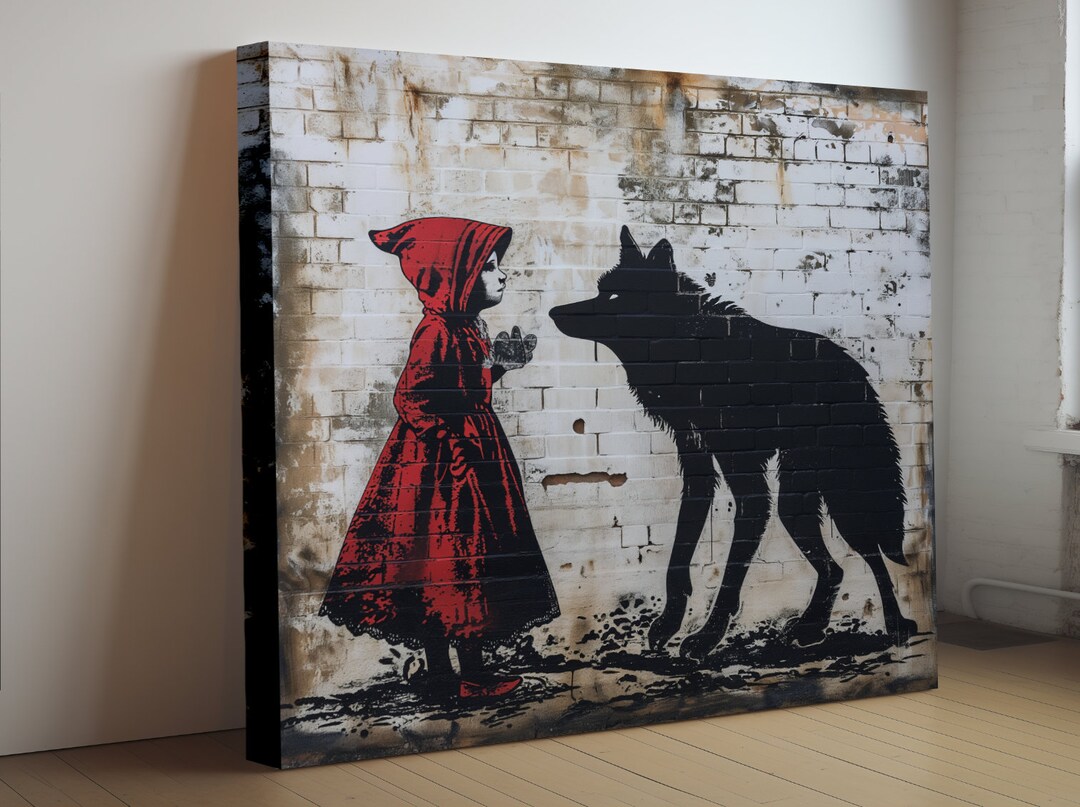 Little Red Riding Hood and Wolf Banksy Style Street Art Canvas Print - Etsy
