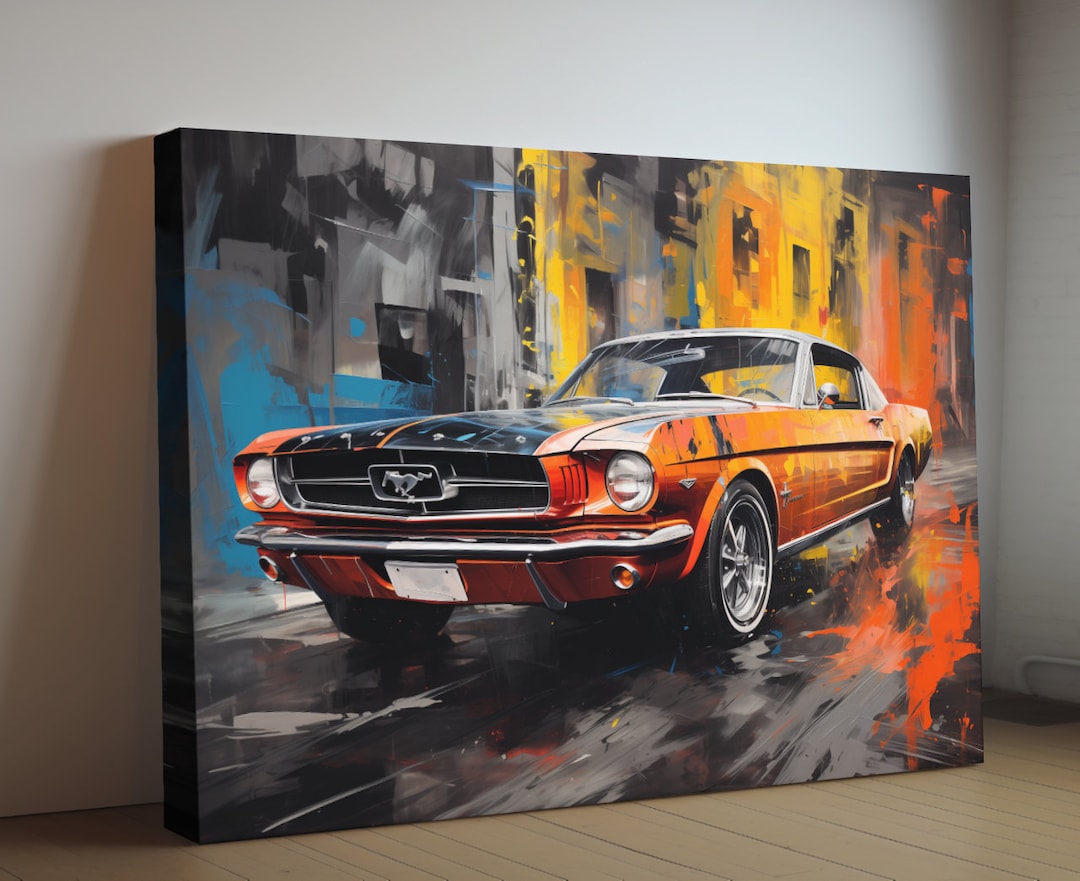 1964 Ford Mustang Classic Car Canvas Print | Vintage Auto Wall Art ...