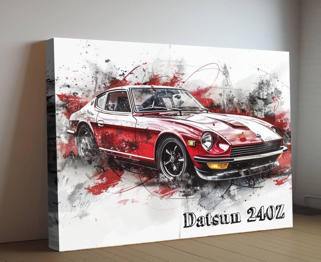 1973 Datsun 240Z Red Canvas Print | Vintage Auto Wall Art Decor | Retro ...