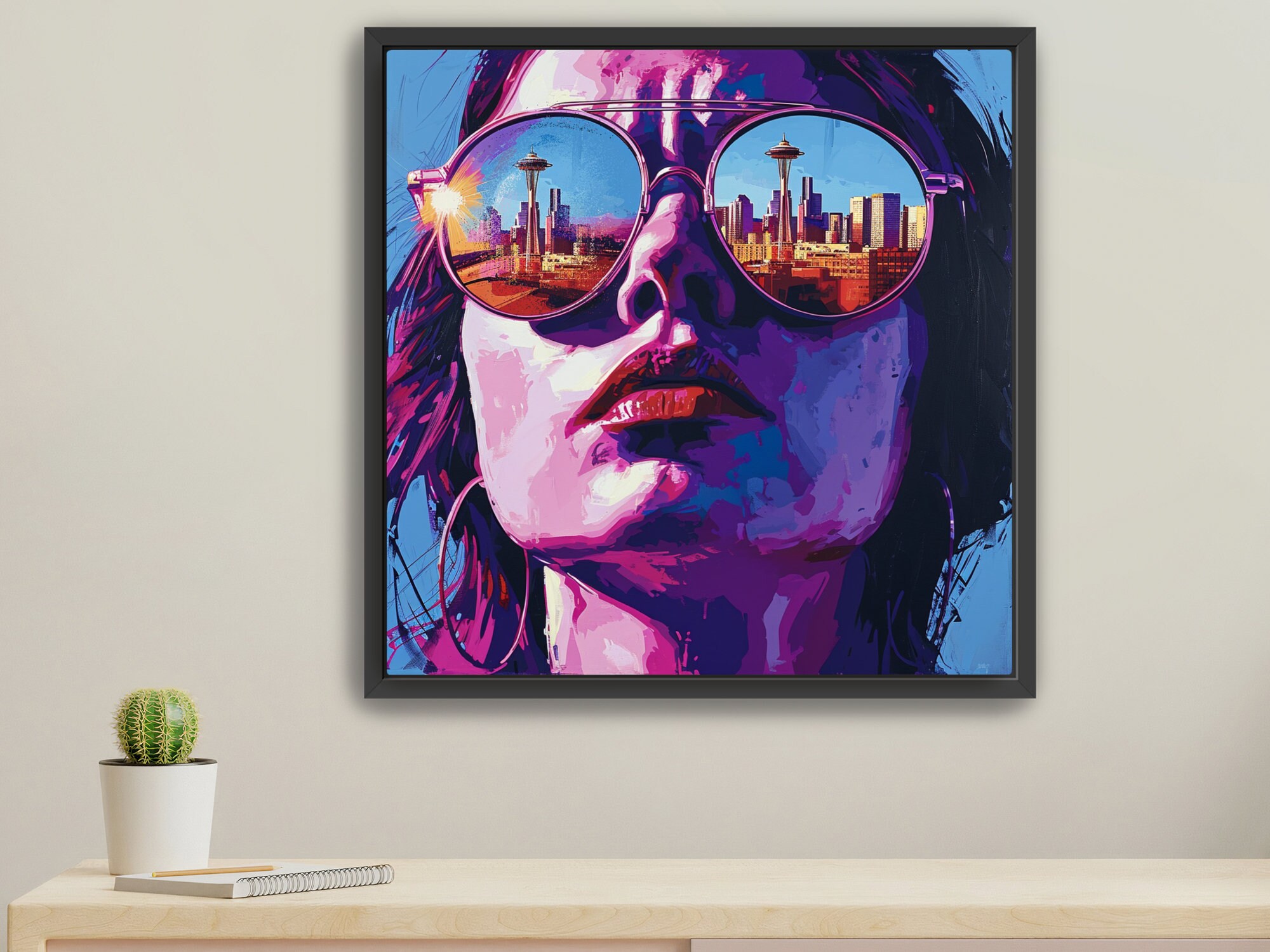 Seattle Skyline Reflection Art Print, Space Needle View Sunglasses ...