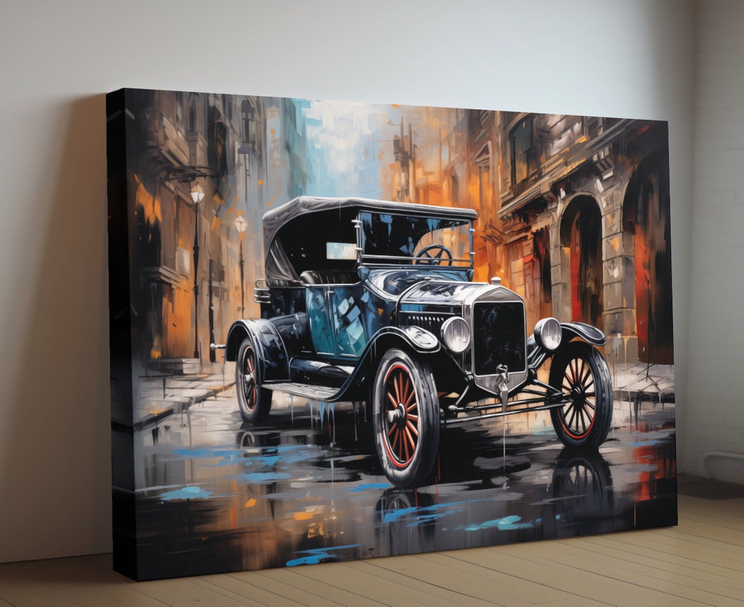 Vintage 1923 Ford Model T Canvas Art Print, Classic Car Collector Decor ...