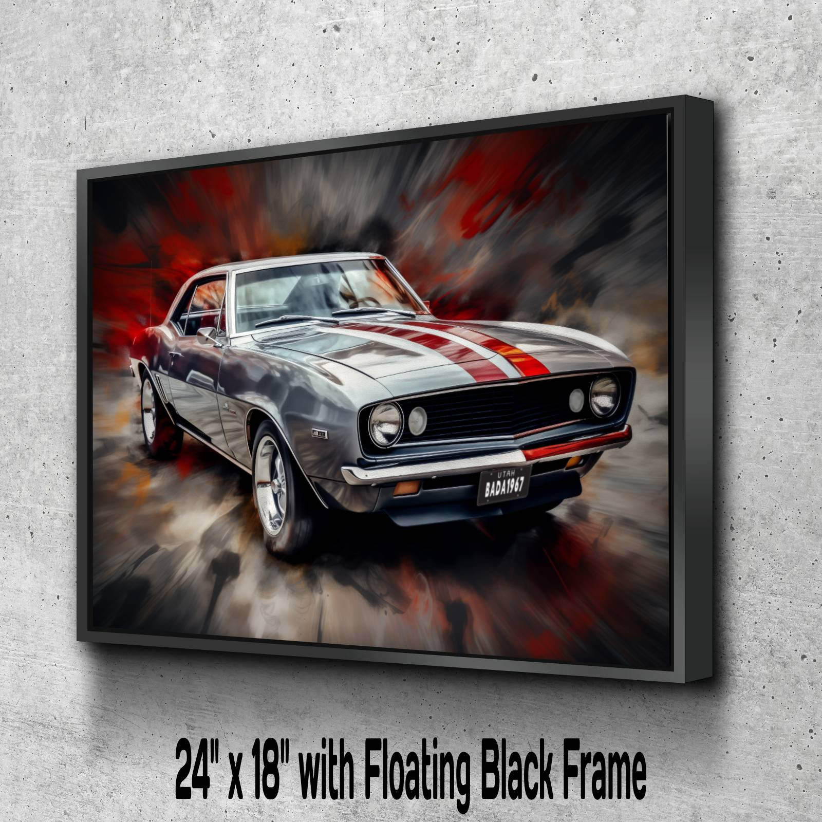 1967 Chevrolet Camaro Silver and Red Canvas Print | Vintage Auto Wall ...