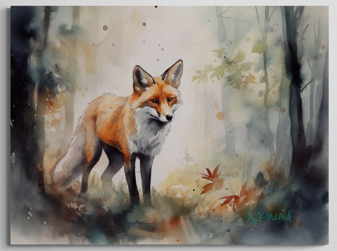 Fox in Forest | Canvas Print | Wildlife Art | Cabin Art | Forest Art ...