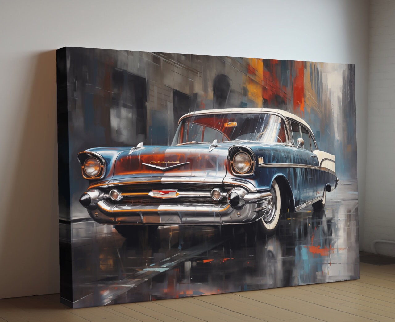 1957 Chevrolet Bel-air Canvas Print Vintage Classic Car Wall Art Retro ...