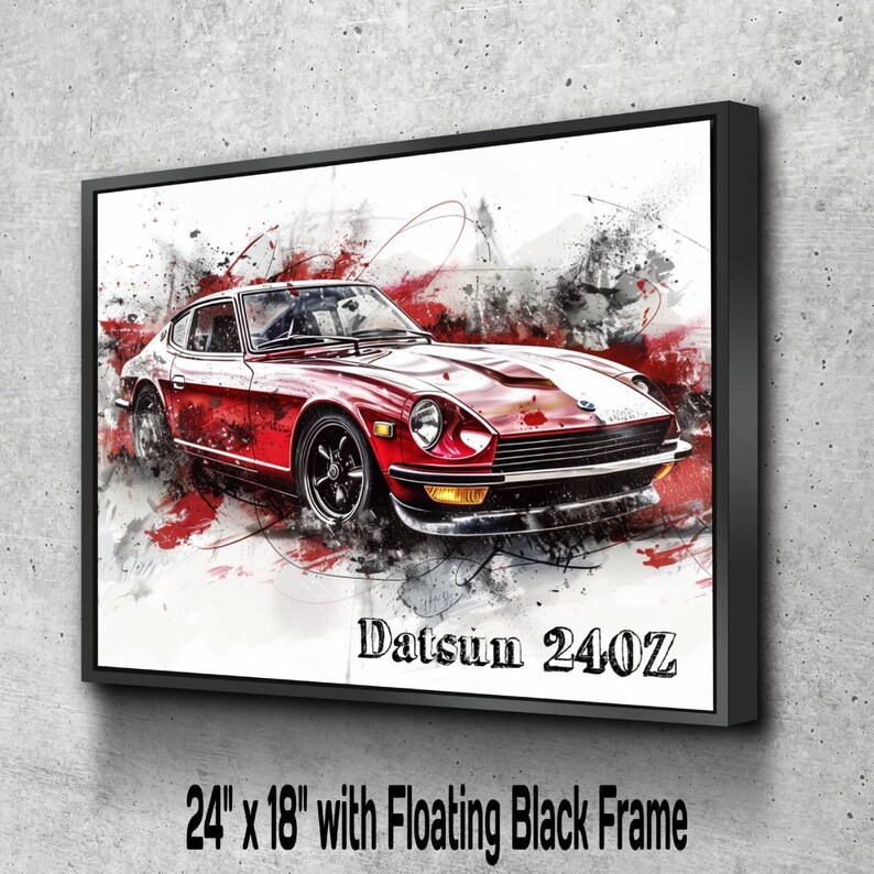 1973 Datsun 240Z Red Canvas Print | Vintage Auto Wall Art Decor | Retro ...