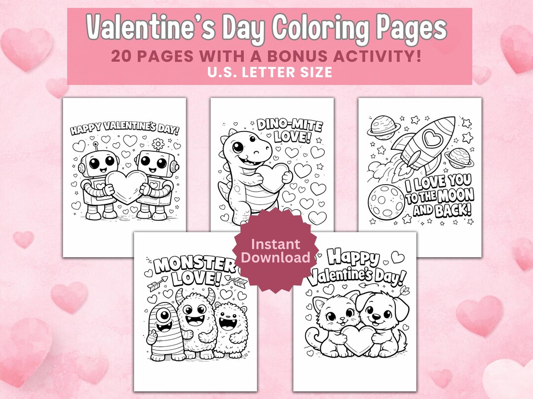 Valentine's Day Coloring Pages for Kids. Great for Toddlers, Preschool ...