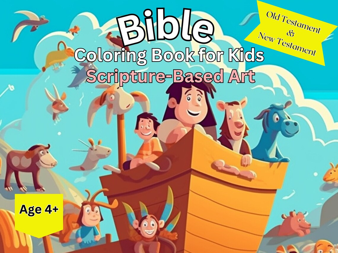 Libro para colorear de la Biblia para niños, arte basado en las ...