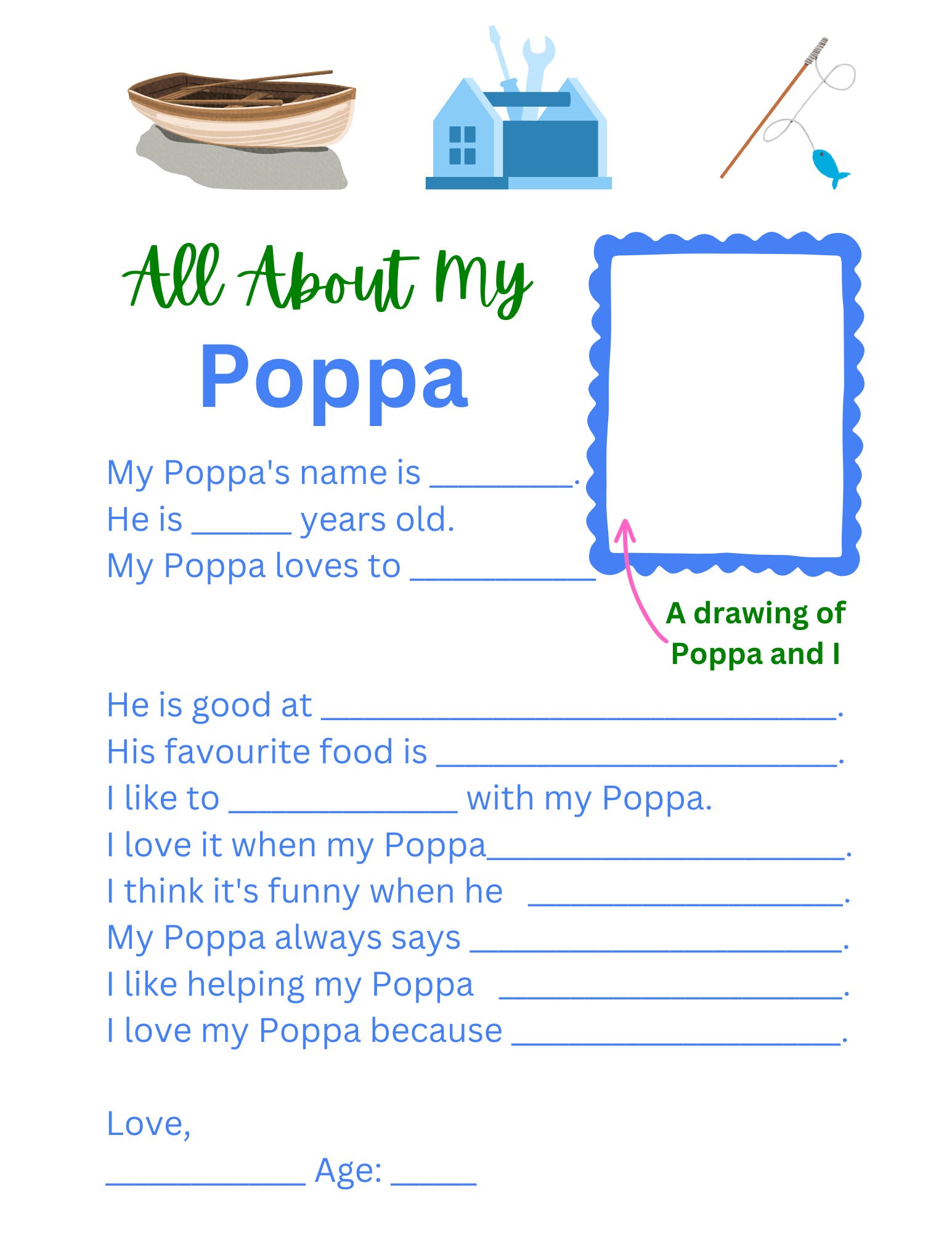 All About My Poppa Digital Printable - Etsy Canada