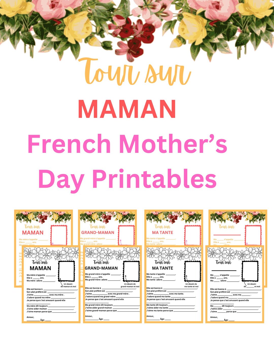 Tout Sur Maman No-prep French Mother's Day Activities – Printable ...