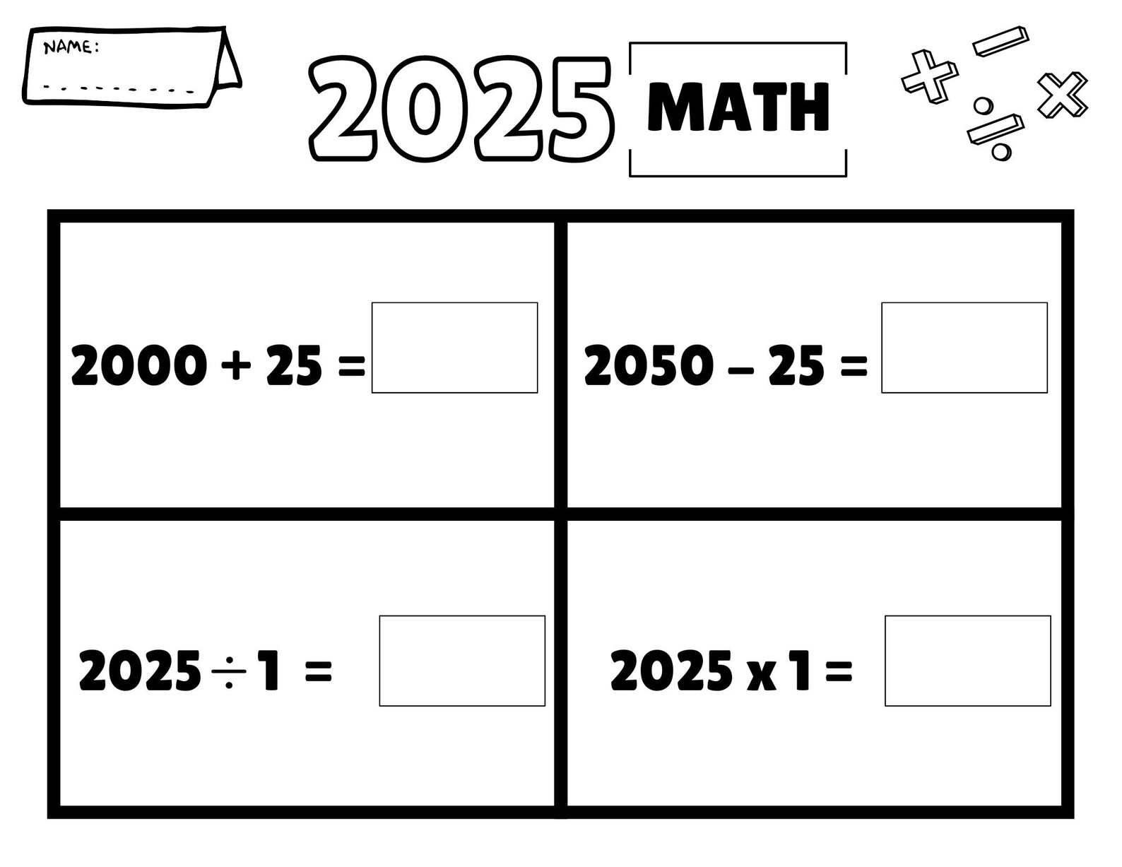 2025 New Year Math Activity - Etsy
