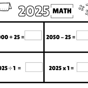 2025 New Year Math Activity - Etsy
