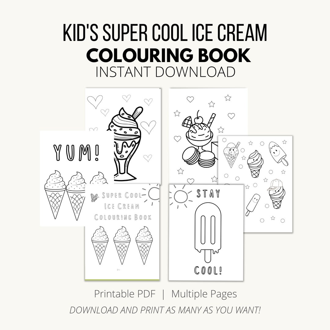 Kids' Super Cool Ice Cream Colouring Book (cover + 5 Pages) - Etsy