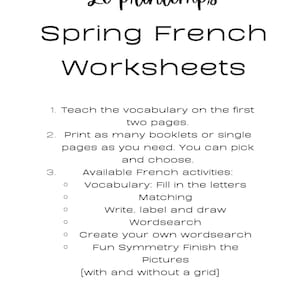 Le Printemps: No-prep French Spring Activities – Printable Worksheets ...