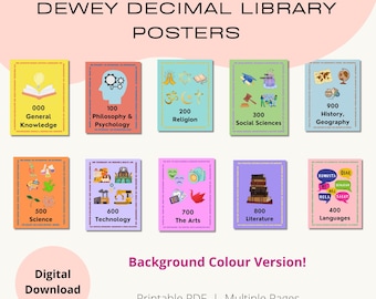 Library Decor: Dewey Decimal Posters - Printable School Library Signs ...