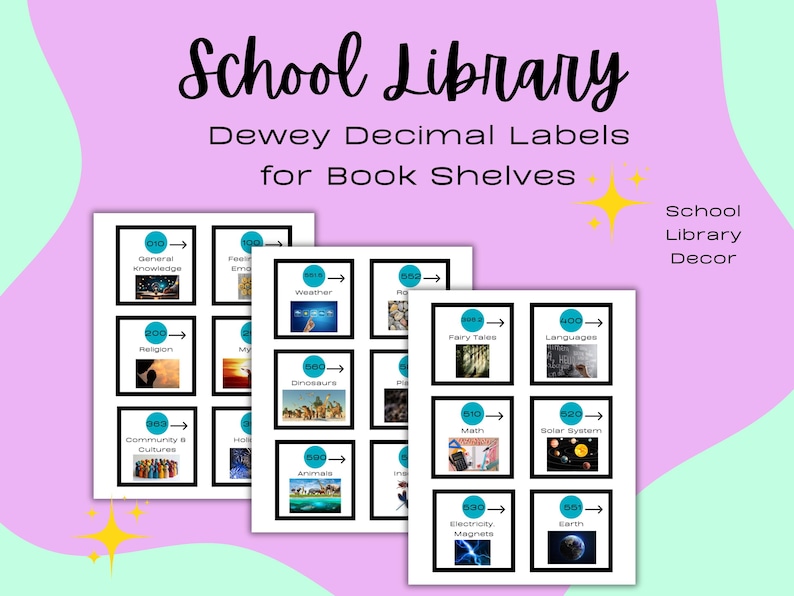 Printable Dewey Decimal Shelf Labels, School Library Signs With ...