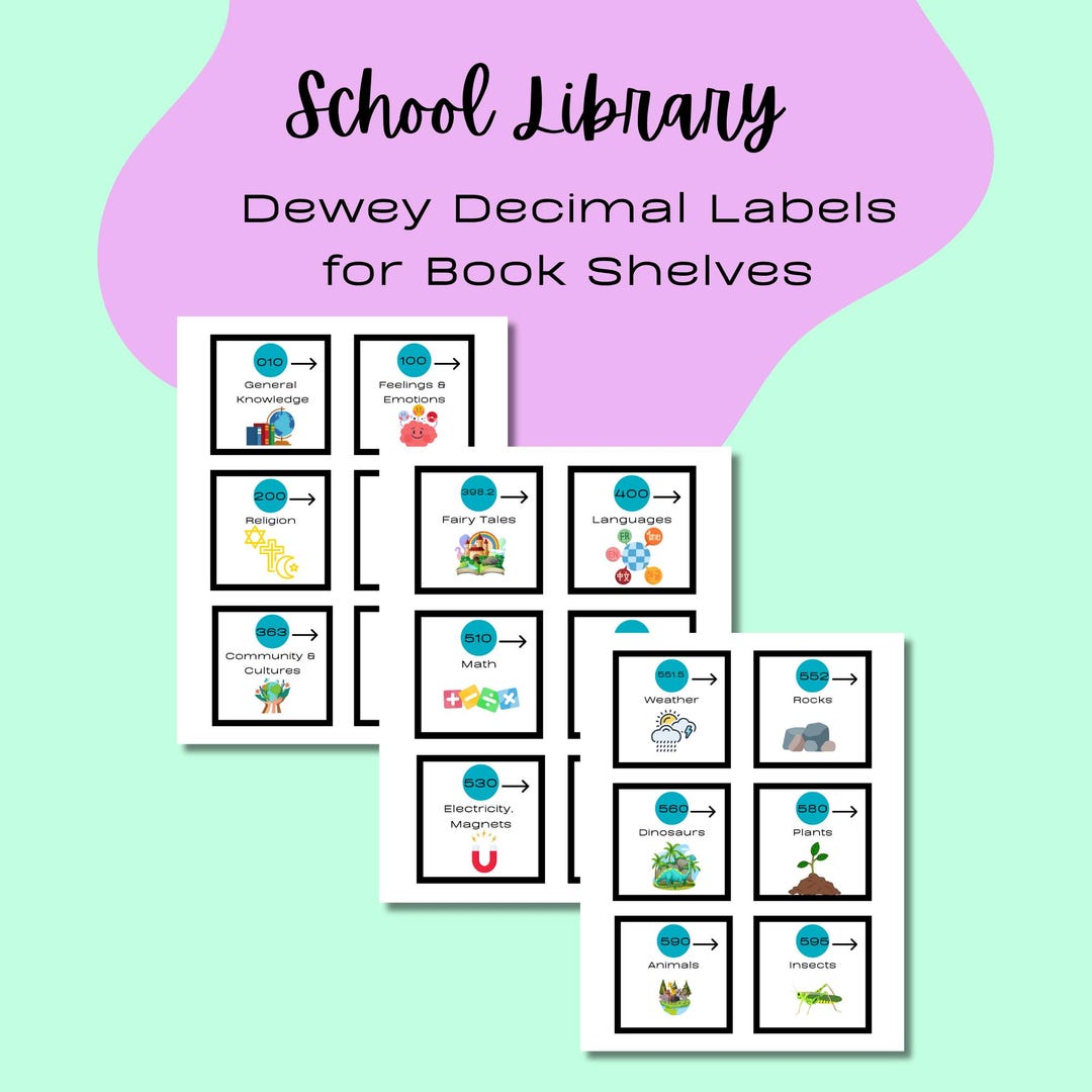 Simplified Dewey Decimal Library Shelf Labels | Printable School ...