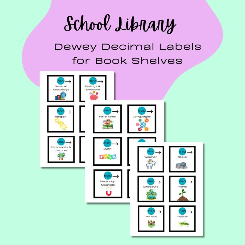 Simplified Dewey Decimal Library Shelf Labels | Printable School ...