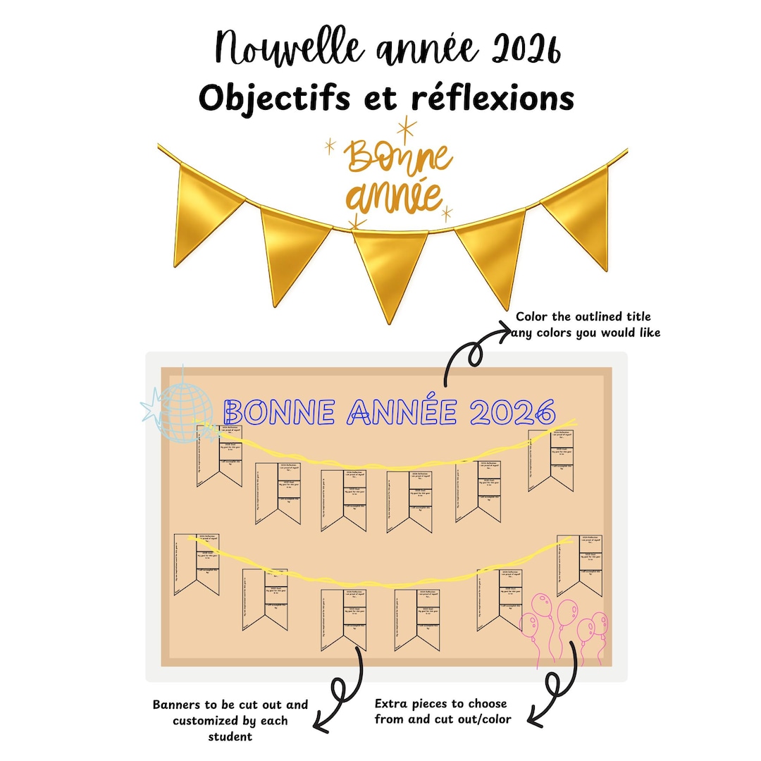 Bonne Année French New Year Worksheet | FRENCH Happy New Year Bulletin ...