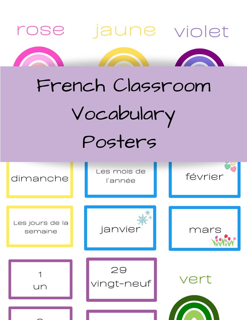 French Classroom Posters Picture Dictionary & Me Voici Worksheets ...