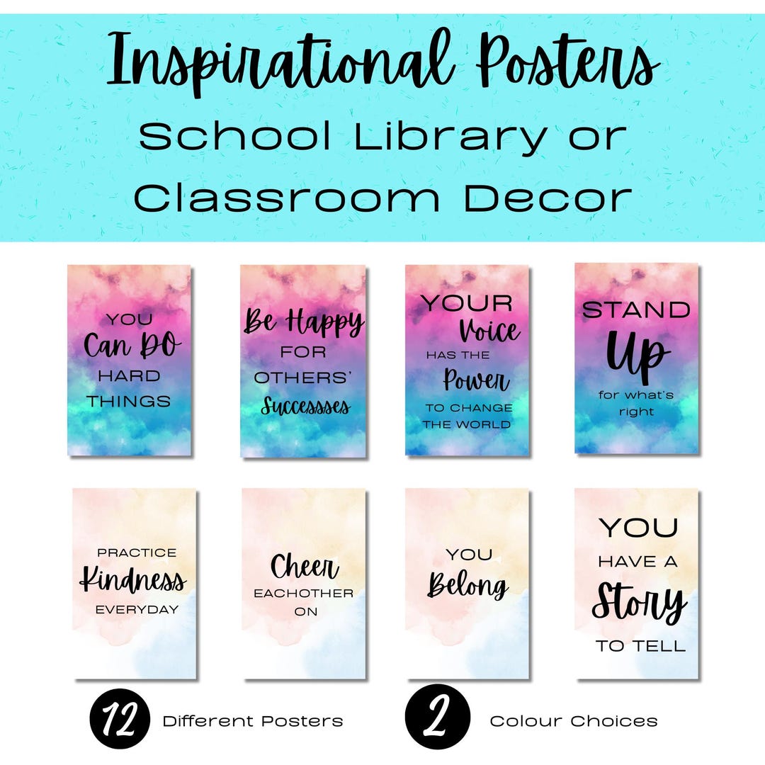 Inspirational Classroom Posters | 12 Positive Sayings | 2 Color Options ...