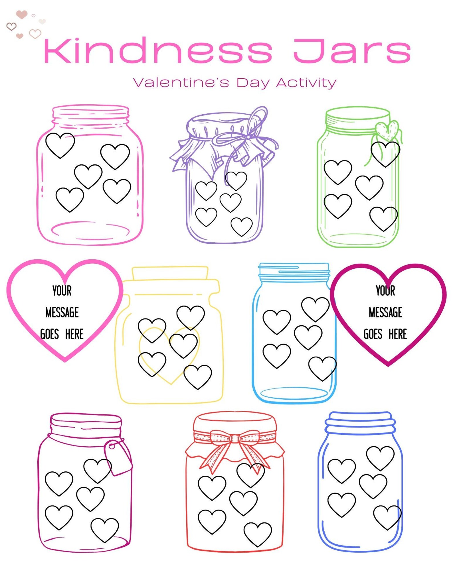 Kindness Jars Valentines Day Activity Bulletin Board Idea - Etsy