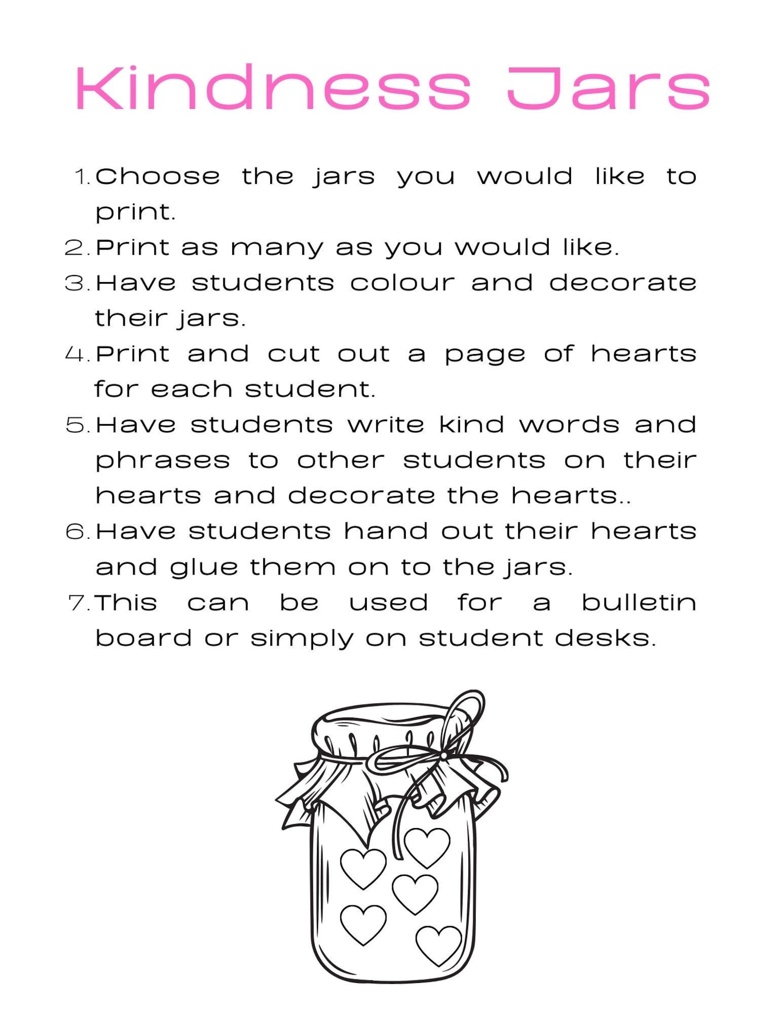 Kindness Jars Valentines Day Activity Bulletin Board Idea - Etsy