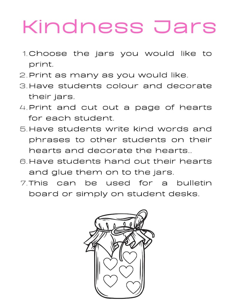 Kindness Jars Valentines Day Activity Bulletin Board Idea - Etsy