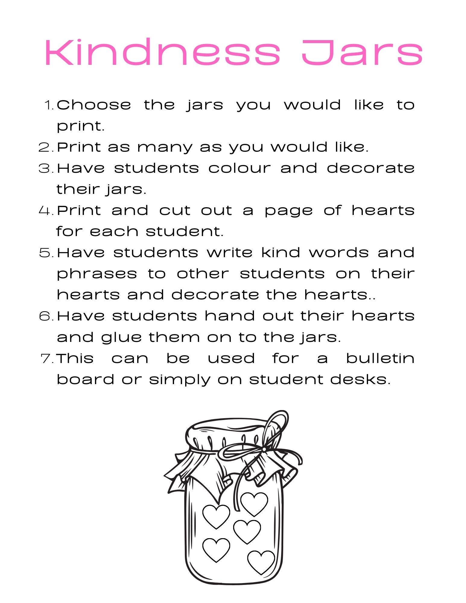 Kindness Jars Valentines Day Activity Bulletin Board Idea - Etsy