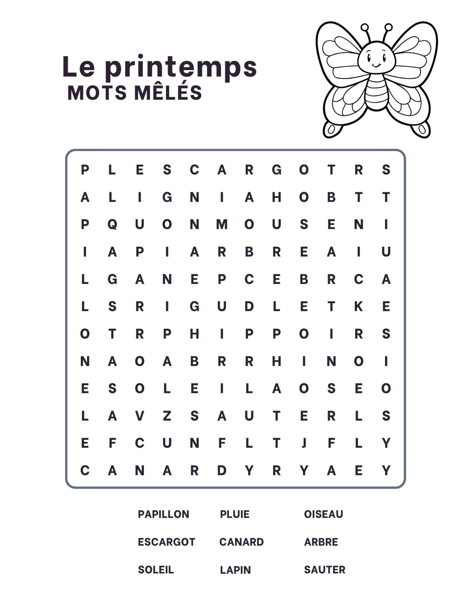 Le Printemps: No-prep French Spring Activities – Printable Worksheets ...