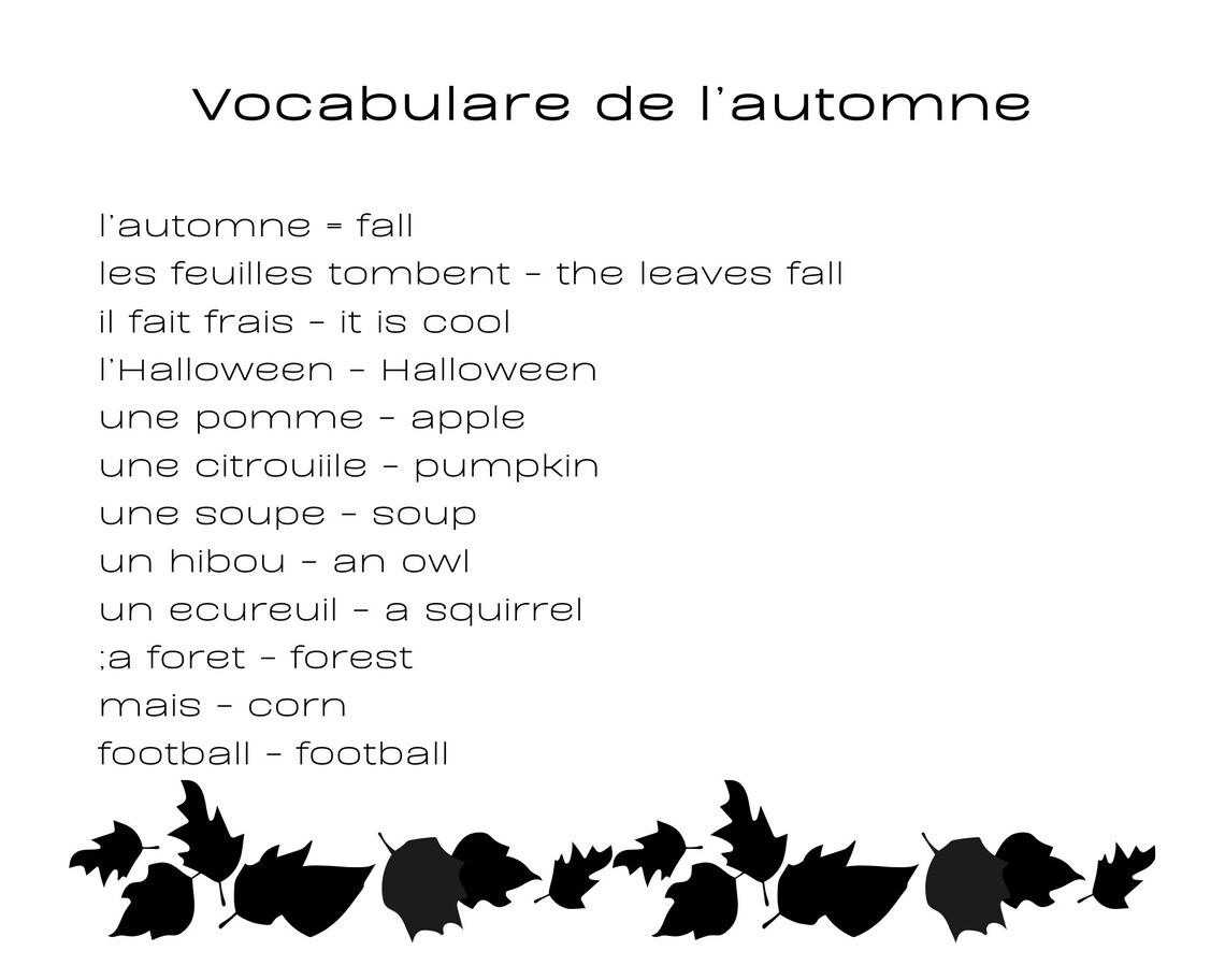 L'automne Autumn Fall French Printable Booklet Activities Worksheets - Etsy