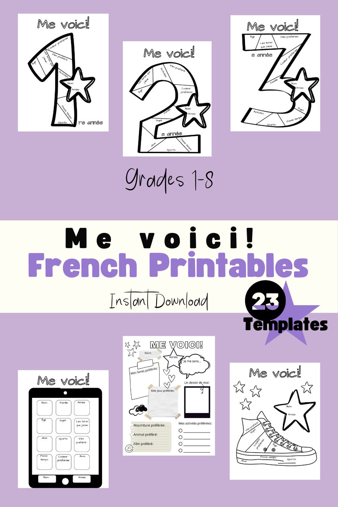 French Me Voici All About Me Choice of Templates With or Without ...