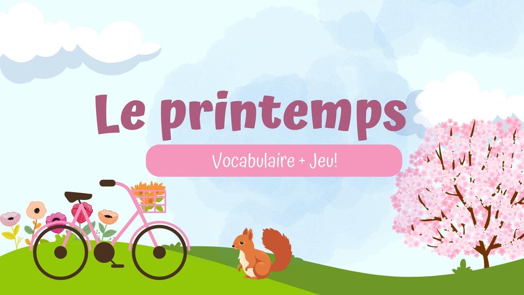 French Spring Vocabulary Printable Spring Animals & Nature French ...