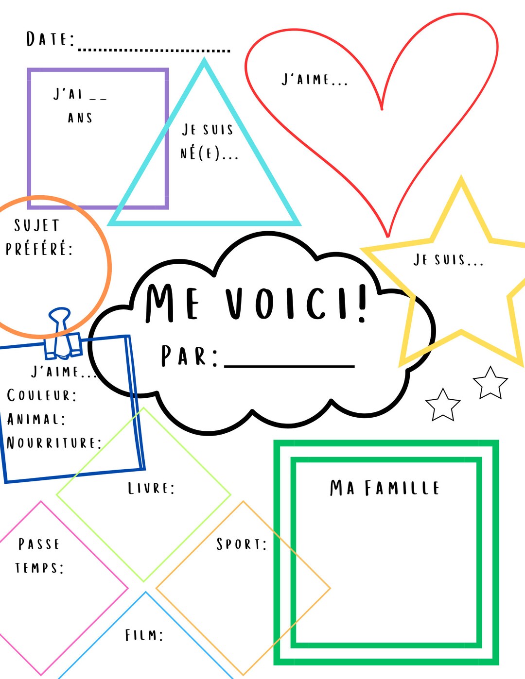 Me Voici - French Digital Printable - (in Colour Version) - Etsy