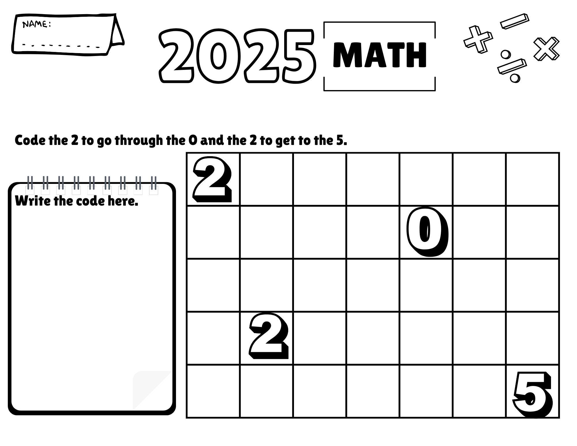 2025 New Year Math Activity - Etsy