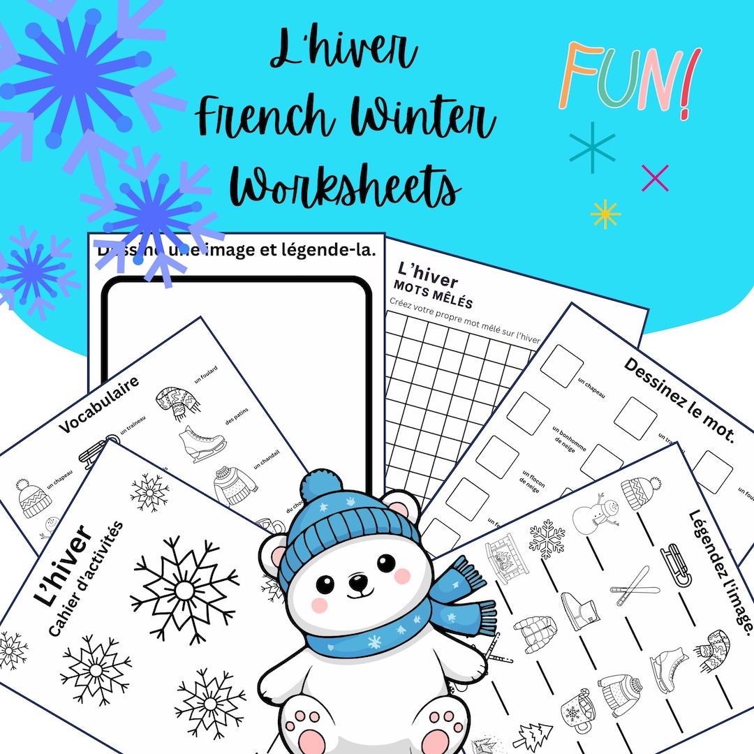 French Winter Vocabulary Printable (l'hiver) - 6-page Activity Book - Etsy