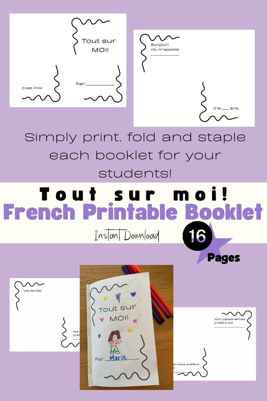 Tout Sur Moi (me Voici) All About Me French Printables Worksheets Core ...