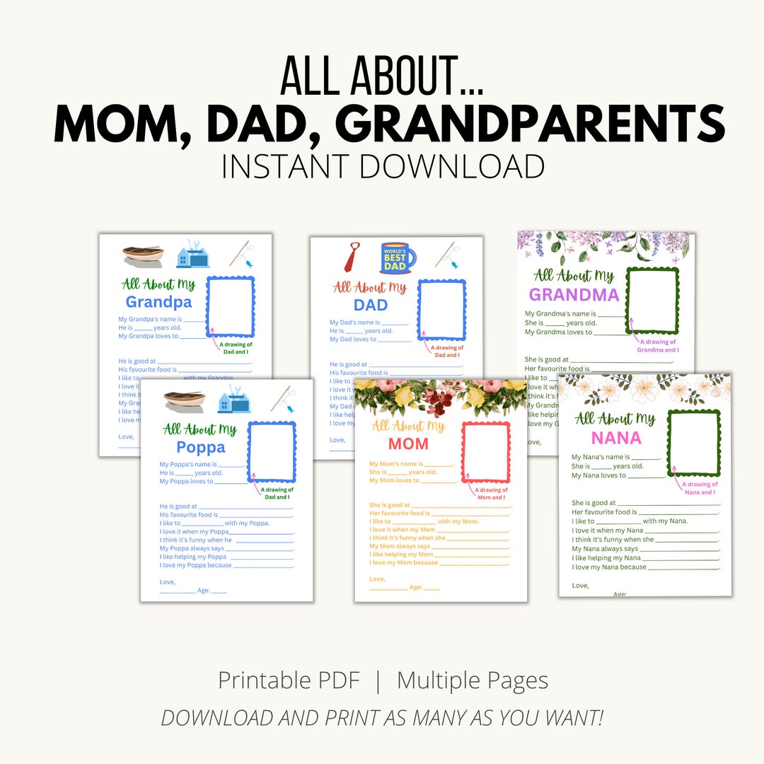 About My Family Digital Printable Bundle - Etsy
